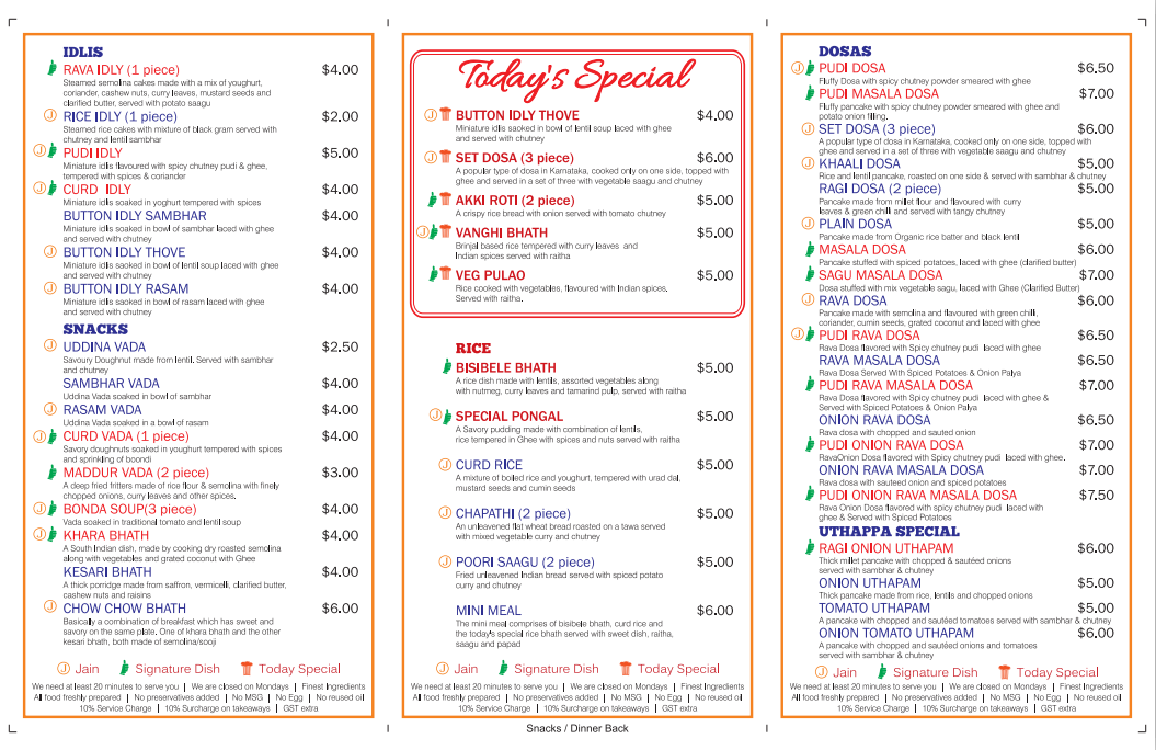 Menu – MTR Singapore