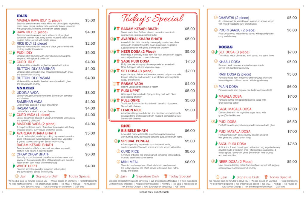 Menu – MTR Singapore