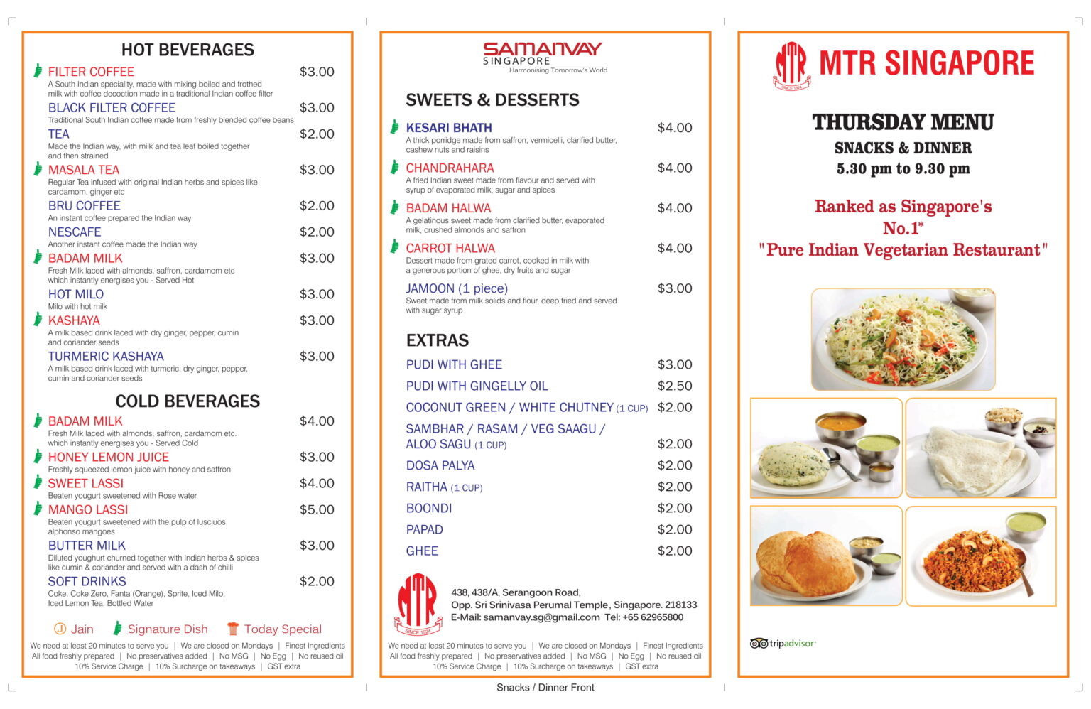 Menu – MTR Singapore